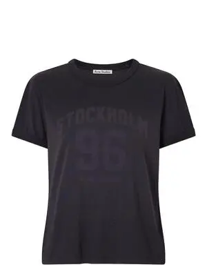 Acne Studios Etza College Printed Cotton-jersey T-shirt - Black