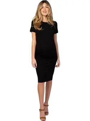 PINKBLUSH Short Sleeve Fitted Maternity Dress - Black