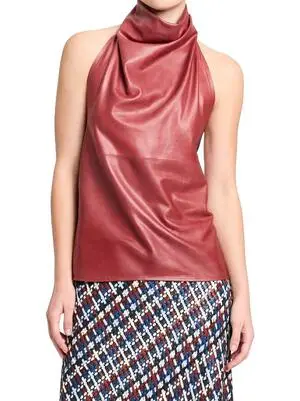 TWP Halter Leather Top - Karanda Red
