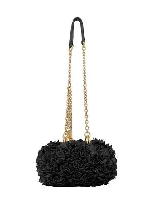 Chloé Plissé Shoulder Bag With Leather Flowers - Black