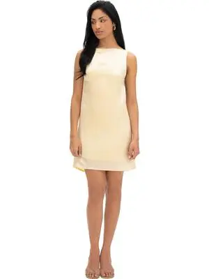 MandiBreeze Selene Silk Mini Dress With Open Back - Yellow