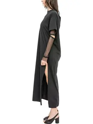 Andrea Ya'aqov Side-slit Crew-neck Dress - Black