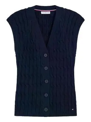 Tommy Hilfiger Sleeveless Cable-knit Cardigan - Blue