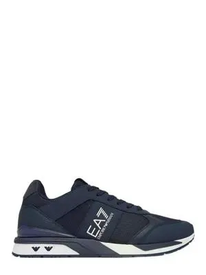 EA7 Logo Print Panelled Sneakers - Blue