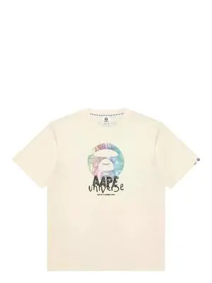 AAPE BY *A BATHING APE Moonface-print Logo-patch T-shirt - Neutrals