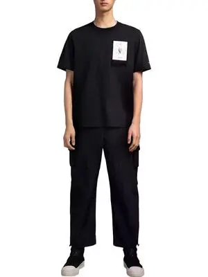 PORTS V Heart-patch Frayed T-shirt - Black