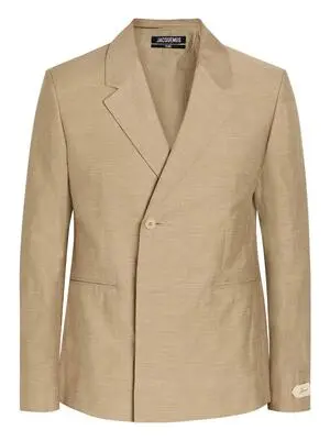 Jacquemus La Veste Melo Slubbed Linen-blend Blazer - Beige