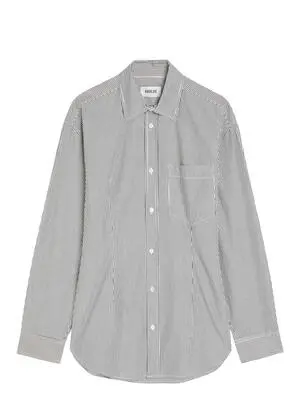 AGOLDE Cinched Striped Cotton Poplin Shirt - Grey