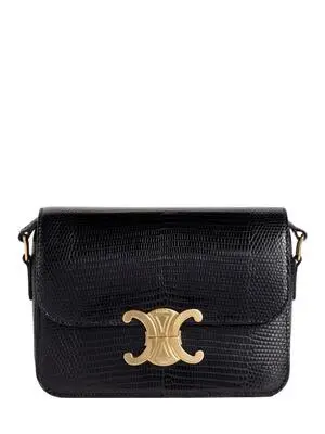 Celine Teen Triomphe Bag In Lizard - Black