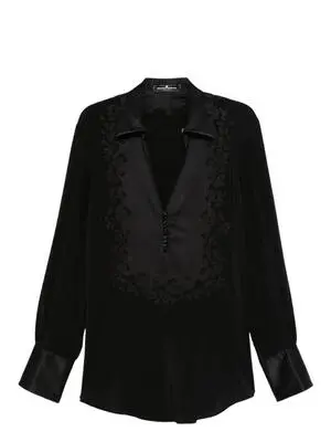 Ermanno Scervino Floral Embroidered Shirt - Black