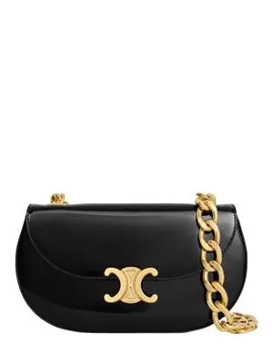 Celine Chain Besace Talulah In Patent Calfskin - Black