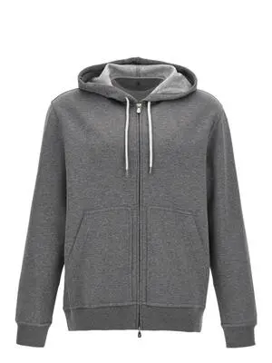 Brunello Cucinelli Zip-up Drawstring Hoodie - Grey