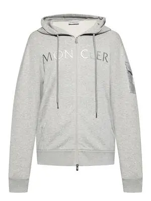 Moncler Logo Zip-up Hoodie - Grey