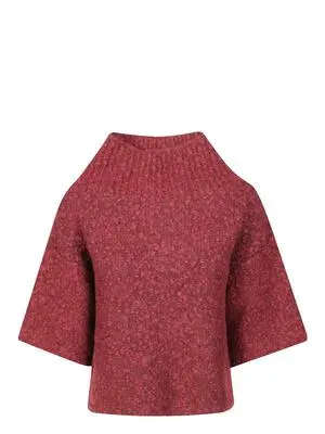 Max Mara Funnel-neck Sweater With Dropped Shoulders - Red