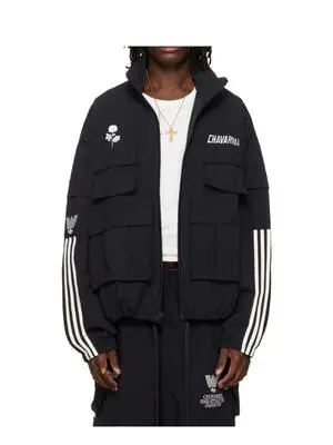 WILLY CHAVARRIA X Adidas Originals Stand Collar Zip-up Jacket With Embroidered Details - Black