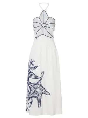 Farm Rio Embroidered Starfish Maxi Dress - White