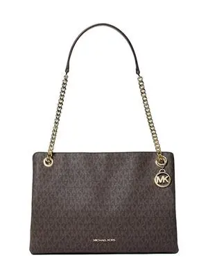 Michael Kors Christina Medium Signature Logo Messenger Bag - Brown