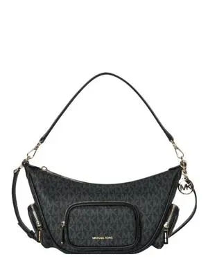 Michael Kors Merritt Small Signature Logo Convertible Shoulder Bag - Black