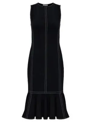 AMI Paris Sleeveless Midi Dress With Contrast Stitching - Black
