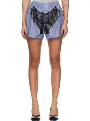 VAQUERA VAQUERA Striped Elastic Waist Shorts With Printed Collage