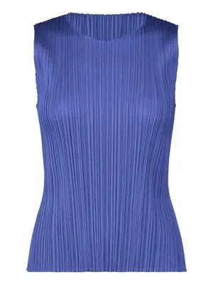 PLEATS PLEASE BY ISSEY MIYAKE Sleeveless Round Neck Top - Blue