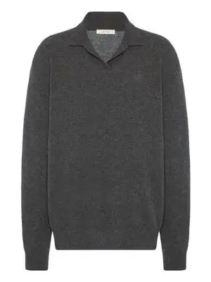 THE ROW The Row Oashi Baby Cashmere Polo Sweater Anthracite