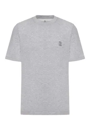 Brunello Cucinelli Logo Printed Crewneck T-shirt - Gray