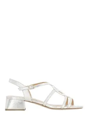 JULIE DEE Metallic-effect Strappy Sandals - Silver