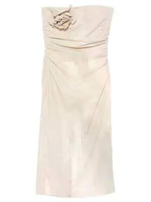 Bernadette Vera Flower-brooch Midi Dress - Neutrals