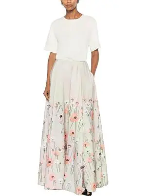 Bernadette Kennedy Floral Embroidered Maxi Skirt - Neutrals