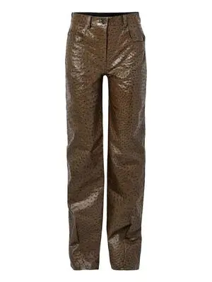16ARLINGTON 16ARLINGTON Ostrich-Effect Leather Straight-Leg Pants