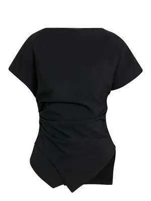 RÓHE Asymmetrical Ruched Crepe Top - Black