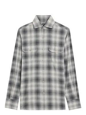 TOM FORD Checked Cotton Shirt - Gray