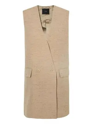 JOSEPH Arago Double-breasted Tweed Vest - Beige