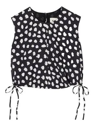 Tove Cecily Cropped Silk-satin Top - Black