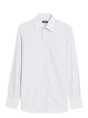 TOM FORD Checked Cottonpoplin Shirt - Light Gray