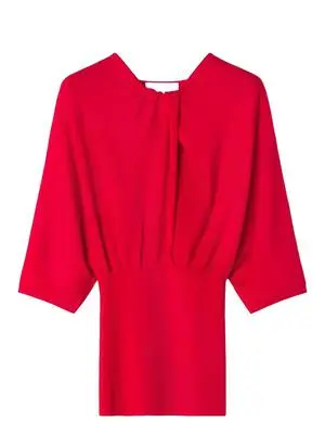 LANVIN Draped Three-quarter Sleeve Sweater - Red