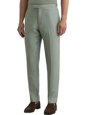 REISS Atlantic Linen Trousers - Sage