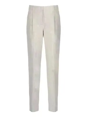 LARDINI Prince Of Wales Linen Trousers - Neutrals