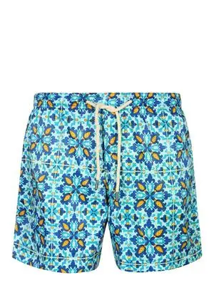 PENINSULA SWIMWEAR Cala Felce Printed Drawstring Swim Shorts - Blue