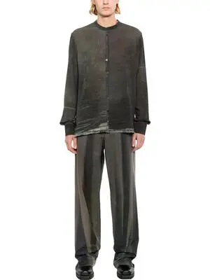 LABEL UNDER CONSTRUCTION Distressed-effect Band-collar Shirt - Grey