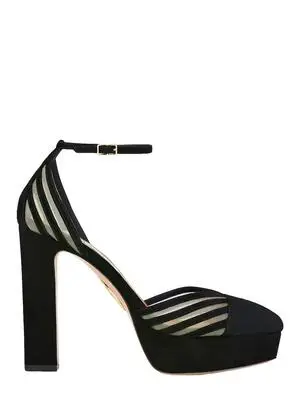 AQUAZZURA Alana Plateau Suede Heeled Pumps - Black