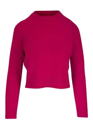 NILI LOTAN Ribbed Trim Cropped Sweater - Red