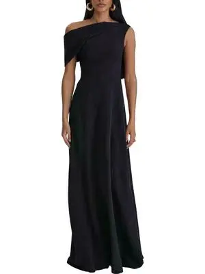 MOOS STUDIO Off-shoulder Gown With Paneling - Black