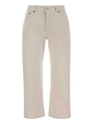 Miu Miu Embroidered Cotton Trousers - Neutrals