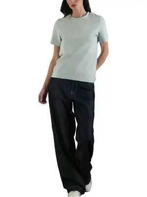 MOORER Aqua Garment-dyed T-shirt - Blue