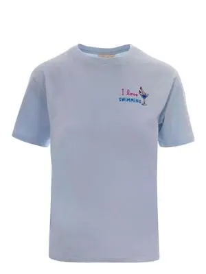 MC2 SAINT BARTH Emilie Embroidered Cotton T-shirt - Blue