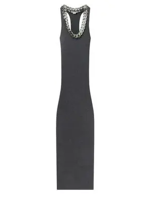 Stella McCartney Falabella Chain-link Ribbed-knit Maxi Dress - Black