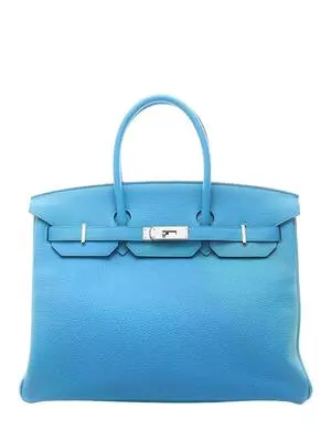 Hermès Hermès 35 Birkin Retourne Togo Handbag Blue