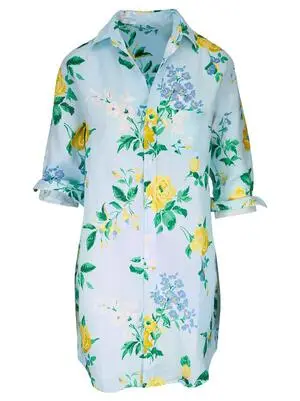 Frank & Eileen Mary Floral Print Shirt Mini Dress - Blue
